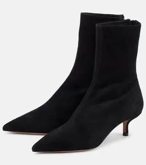 AQUAZZURA Montmartre 50 Suede Ankle Boots - Black