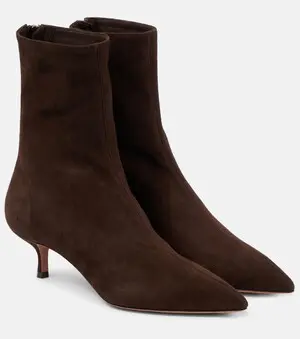 AQUAZZURA Montmartre 50 Suede Ankle Boots - Brown