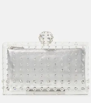 AQUAZZURA Aquazzura Tequila Crystal-Embellished Clutch Silver