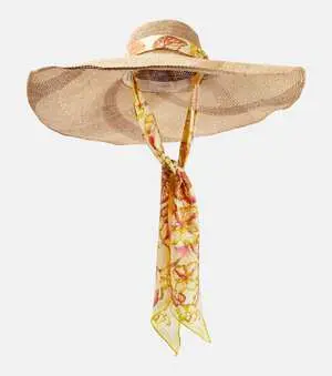 Zimmermann Silk-trimmed Raffia Sunhat