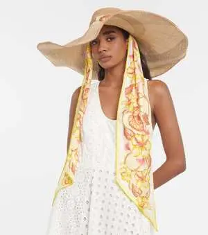 Zimmermann Silk-trimmed Raffia Sunhat