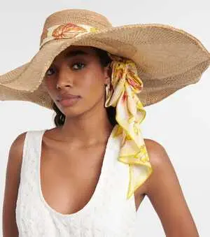 Zimmermann Silk-trimmed Raffia Sunhat