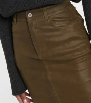 Stouls Beth Leather Midi Skirt - Green