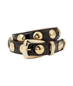 Khaite Benny Studded Patent Leather Belt - Black