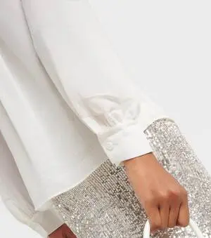 SELF-PORTRAIT Lace-trimmed Chiffon Blouse