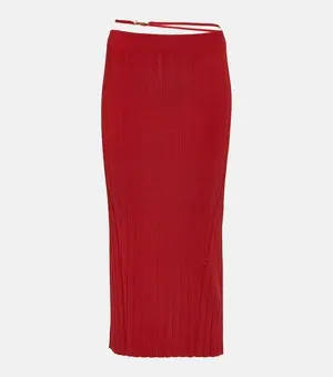 Jacquemus La Jupe Pralu Knitted Midi Skirt - Red