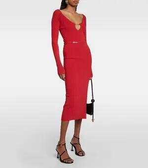 Jacquemus La Jupe Pralu Knitted Midi Skirt - Red