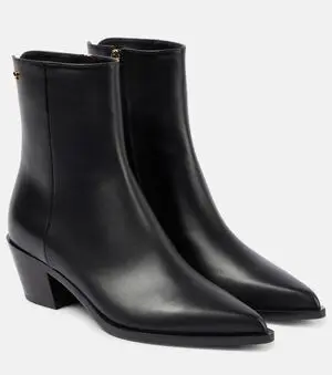 GIANVITO ROSSI Kinney Leather Ankle Boots - Black