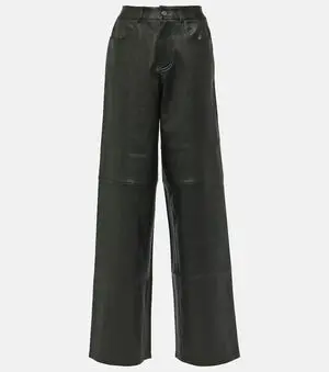 Stouls High-rise Wide-leg Leather Pants - Black