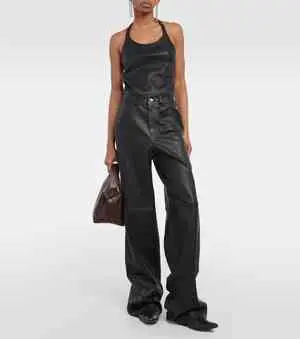 Stouls High-rise Wide-leg Leather Pants