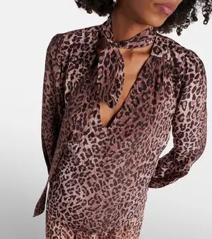 Rixo Moss Leopard-print Silk Blouse - Multicoloured