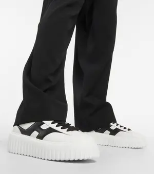 Hogan H-stripes Leather Lace-up Sneakers - White