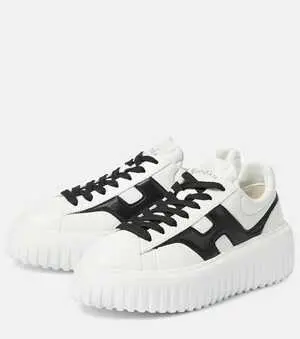 Hogan H-stripes Leather Lace-up Sneakers - White