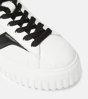Hogan H-stripes Leather Lace-up Sneakers - White