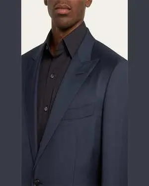 TOM FORD Modern Fit Sharkskin Suit - Dark Blue
