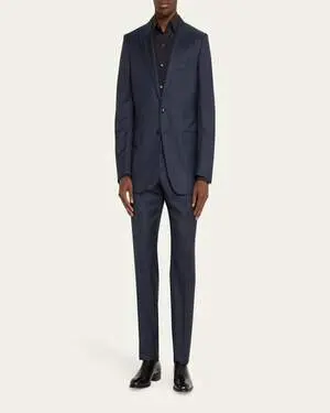 TOM FORD Modern Fit Sharkskin Suit - Dark Blue