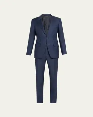 TOM FORD Modern Fit Sharkskin Suit - Navy
