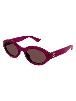 Gucci Minimal Gg 53mm Oval Sunglasses Fuchsia Rose