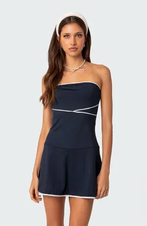 EDIKTED Freya Contrast Trim Mini Dress