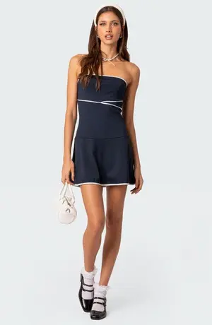 EDIKTED Freya Contrast Trim Mini Dress