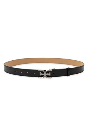 Sam Edelman Logo Buckle Leather Belt - Black