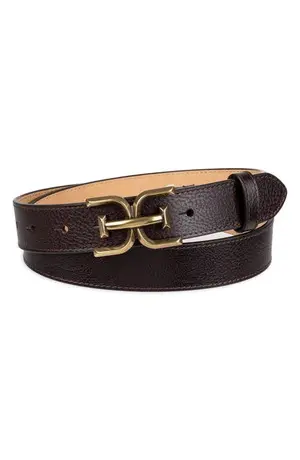 Sam Edelman Logo Buckle Leather Belt - Brown