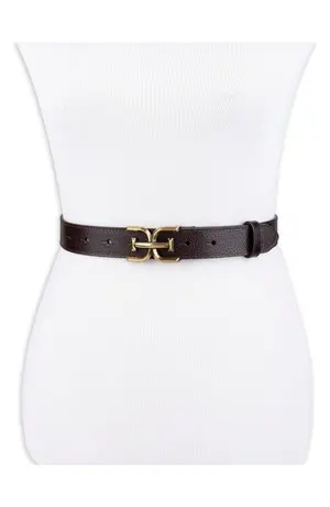 Sam Edelman Logo Buckle Leather Belt - Brown