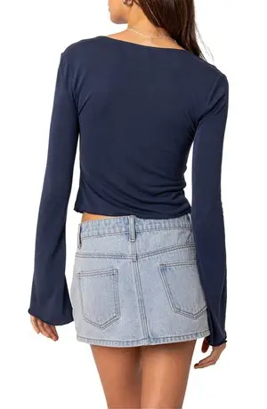 EDIKTED Maxine Twist Split Front Top - Navy