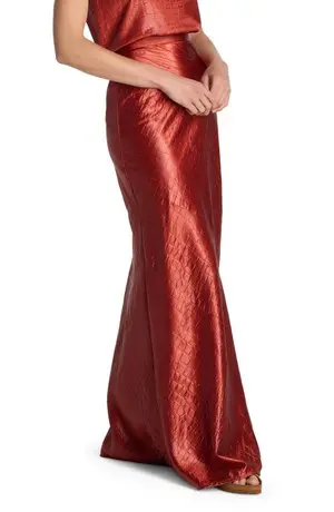 St. John Croc Textured A-line Skirt