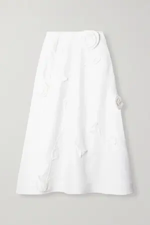 Zimmermann Matchmaker Rose Flare Linen Midi Skirt - Ivory