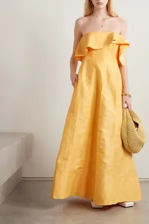 Aje Shallows Strapless Linen-blend Gown