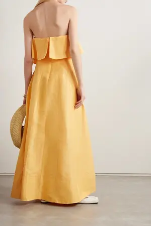Aje Shallows Strapless Linen-blend Gown