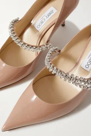 JIMMY CHOO Bing 65 Crystal-embellished Patent-leather Pumps - Pink