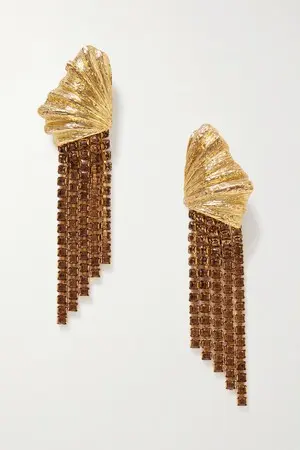 Oscar De La Renta Shell-shaped Crystal Dangle Earrings - Gold