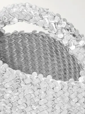 Bottega Veneta Small Intrecciato Metallic Leather Bucket Bag