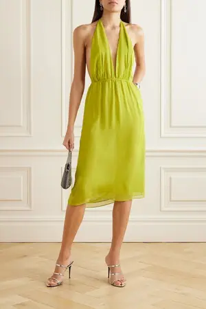 Christopher Esber Silk-georgette Halterneck Midi Dress