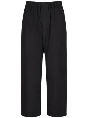 LEMAIRE Stretch Waist Loose Cotton & Silk Pants - Black