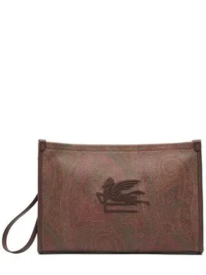 Etro Paisley Canvas Pouch - Brown