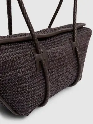 Hereu Forna Raffia & Leather Shoulder Bag
