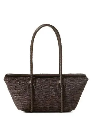 Hereu Forna Raffia & Leather Shoulder Bag