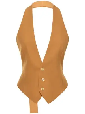 PETAR PETROV PETAR PETROV Wool Halterneck Vest - Orange