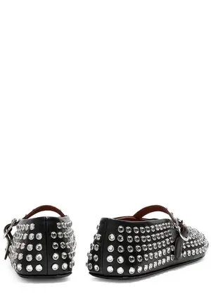 Alaïa Crystal-embellished Leather Ballet Flats - Black