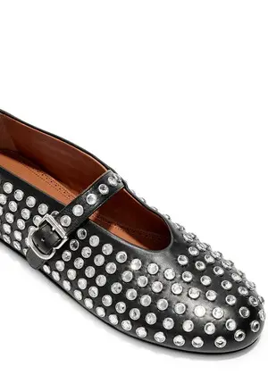 Alaïa Crystal-embellished Leather Ballet Flats - Black