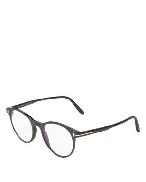 TOM FORD Round Blue Light Glasses, 49mm