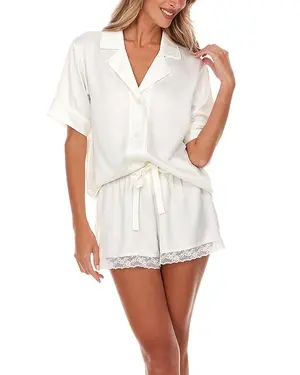 Flora Nikrooz Selena Satin Short Pajama Set - Ivory