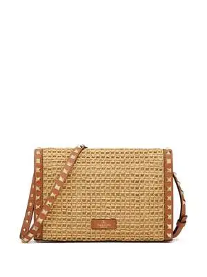 Valentino Garavani Small Rockstud Raffia Shoulder Bag