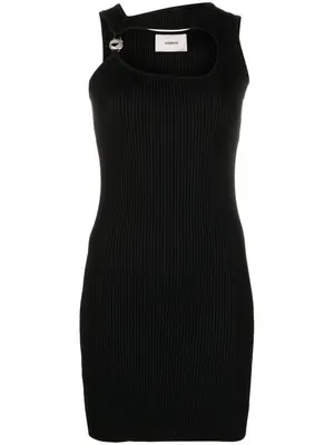 Coperni Logo-plaque Ribbed Mini Dress