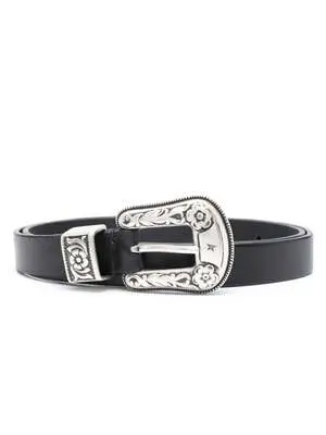 GOLDEN GOOSE Buckle-engraved Belt - Black