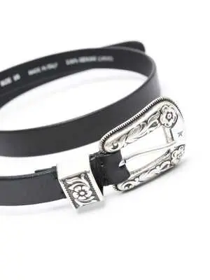 GOLDEN GOOSE Buckle-engraved Belt - Black