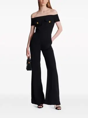 Balmain Off-shoulder Flared Jumpsuit